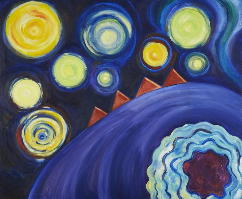 Abstract Landscape with Stars Painting by Sue Abbott | Saatchi Art