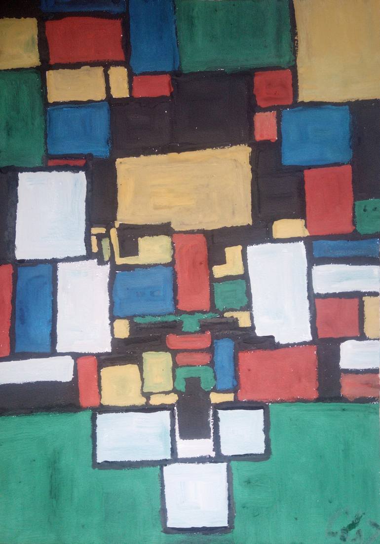 Piet Mondrian in abstact Cubism Painting by Svyatoslav Kosyuk | Saatchi Art