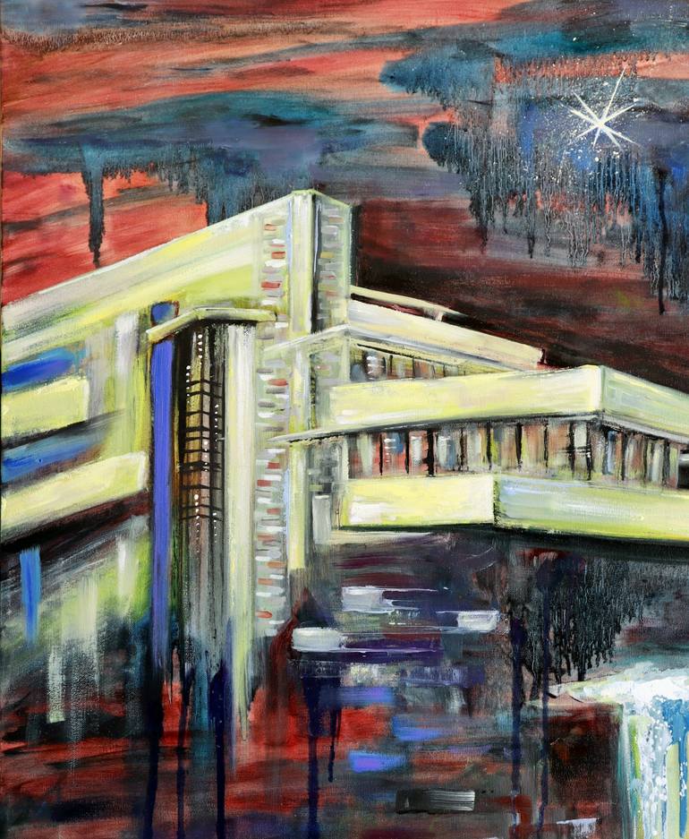 Fallingwater no I Painting by Angela Bisson | Saatchi Art