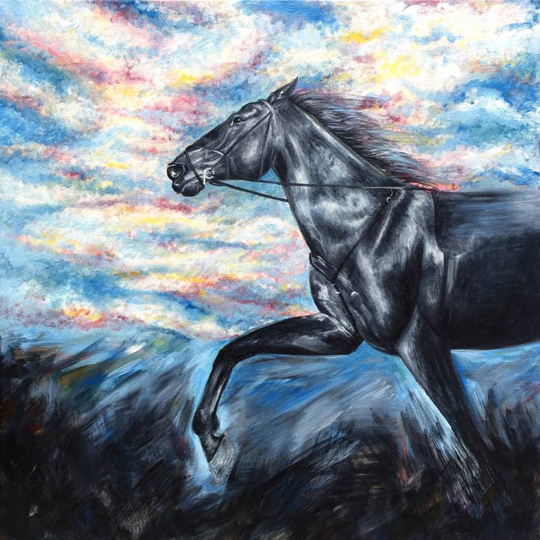 Running Racehorse Painting by caroline towning | Saatchi Art