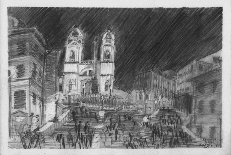 Spanish steps, Rome Drawing by Patrick Karl | Saatchi Art