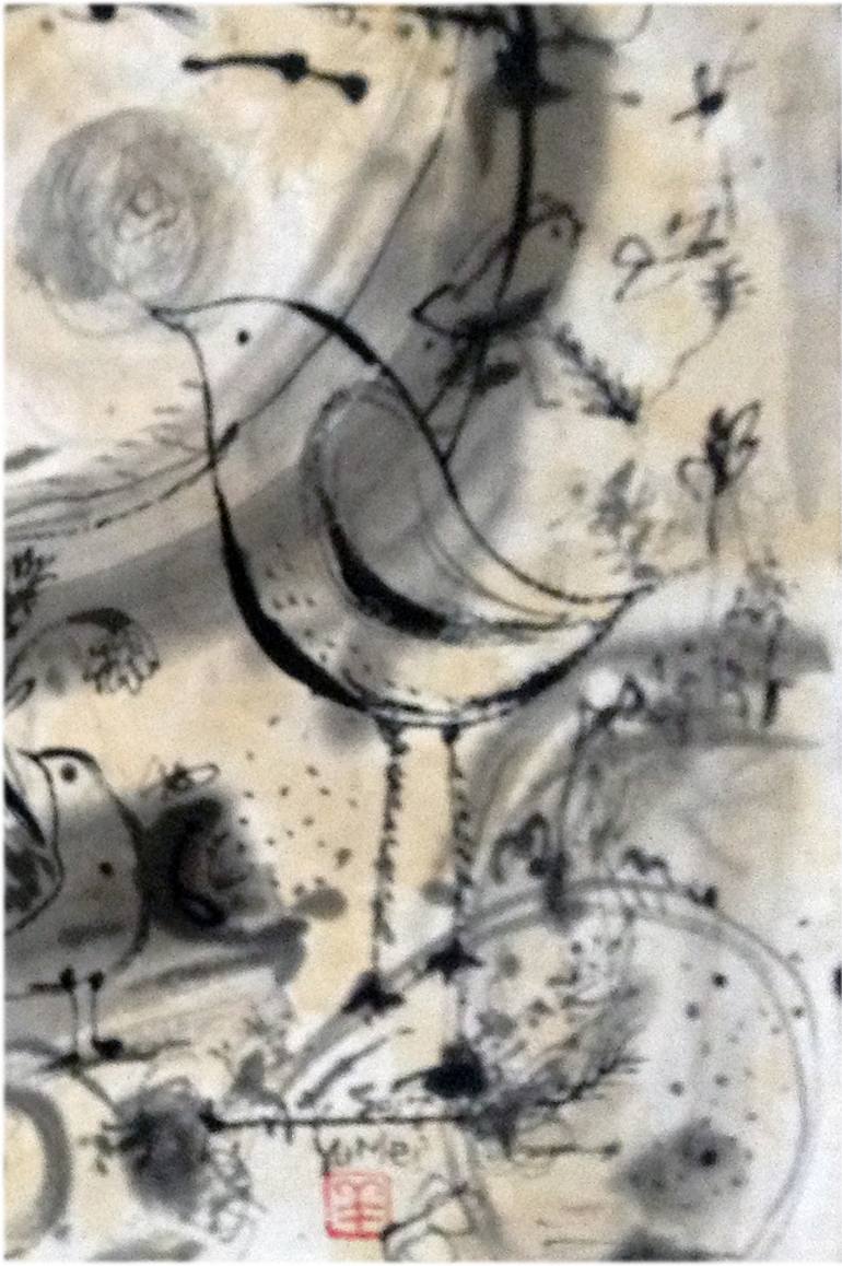 Woman and Birds Drawing by YuMei Han | Saatchi Art
