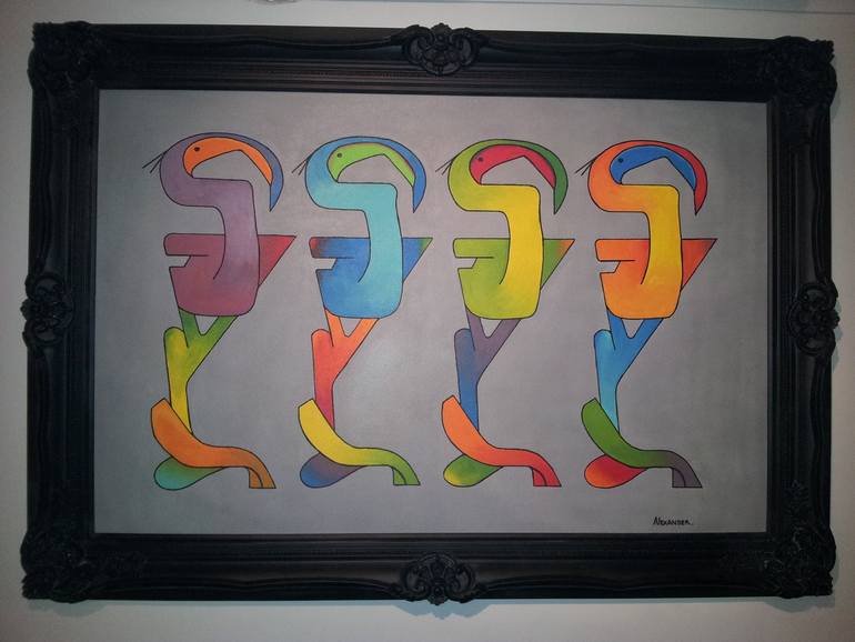 4 ibises Painting by Alexander Sasin | Saatchi Art