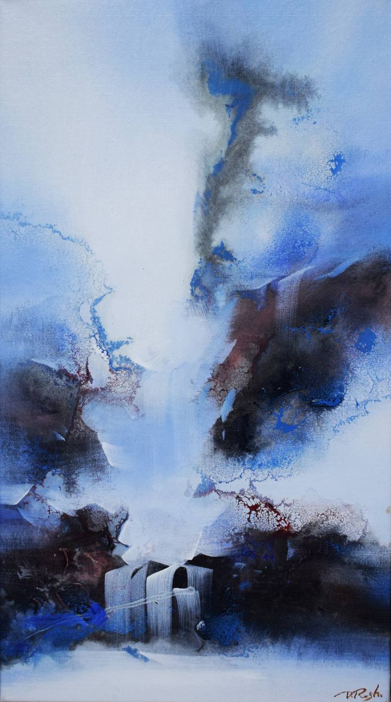 Water falls from clouds Painting by David Rosh | Saatchi Art