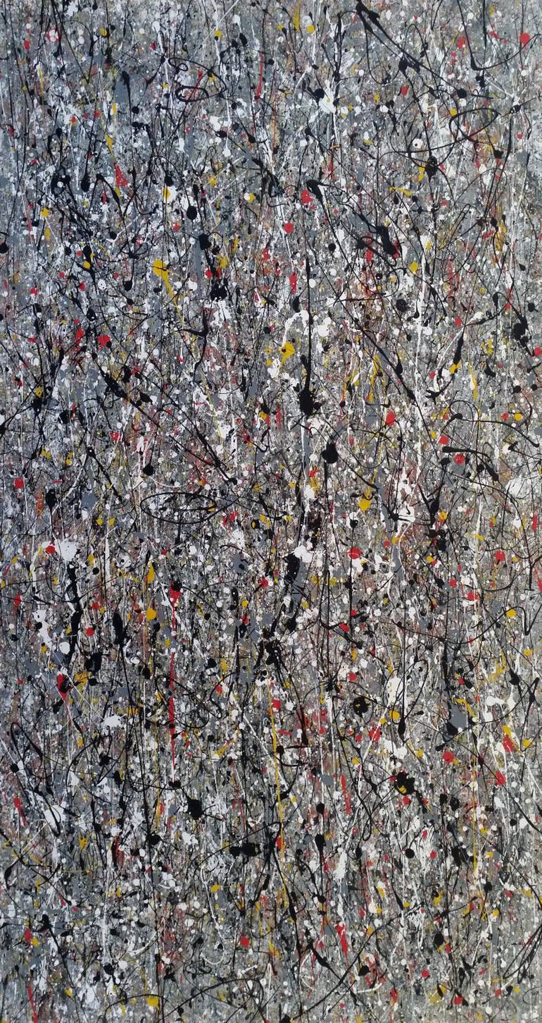 ABSTRACT JACKSON POLLOCK STYLE ACRYLIC PAINTING ON CANVAS BY M. Y ...