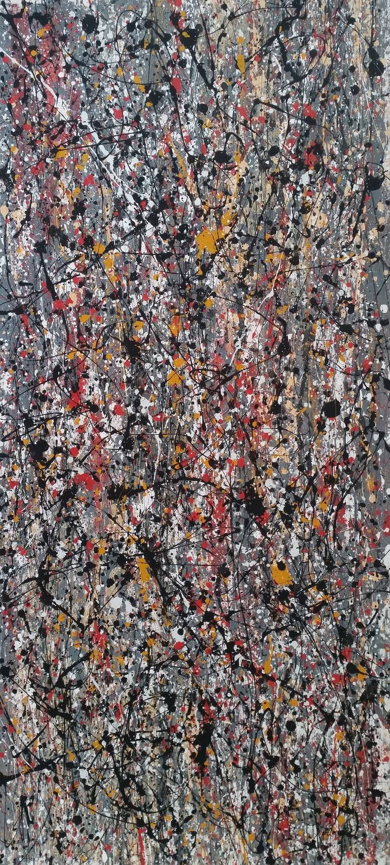 CONTEMPORARY JACKSON POLLOCK style ACRYLIC PAINTING on CANVAS by M.Y ...