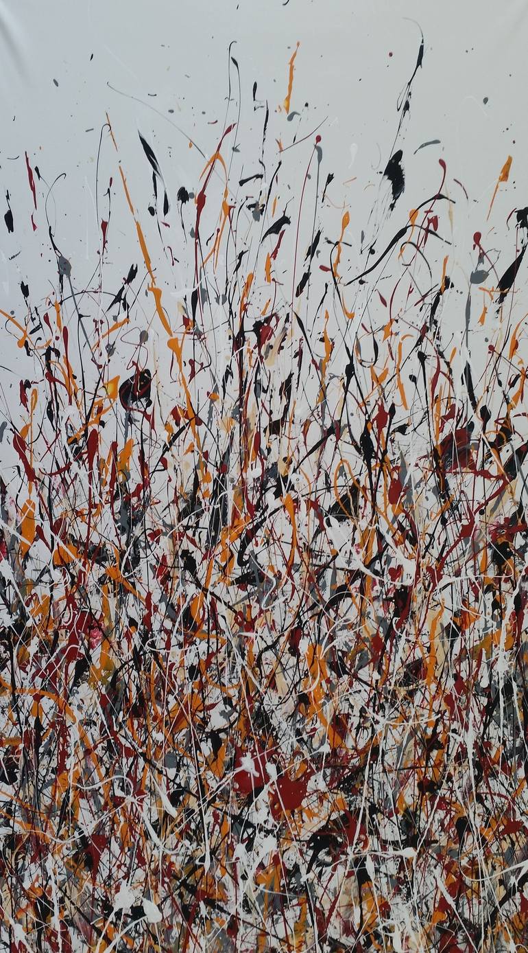 Abstract JACKSON POLLOCK style ACRYLIC Painting on CANVAS by M. Y ...