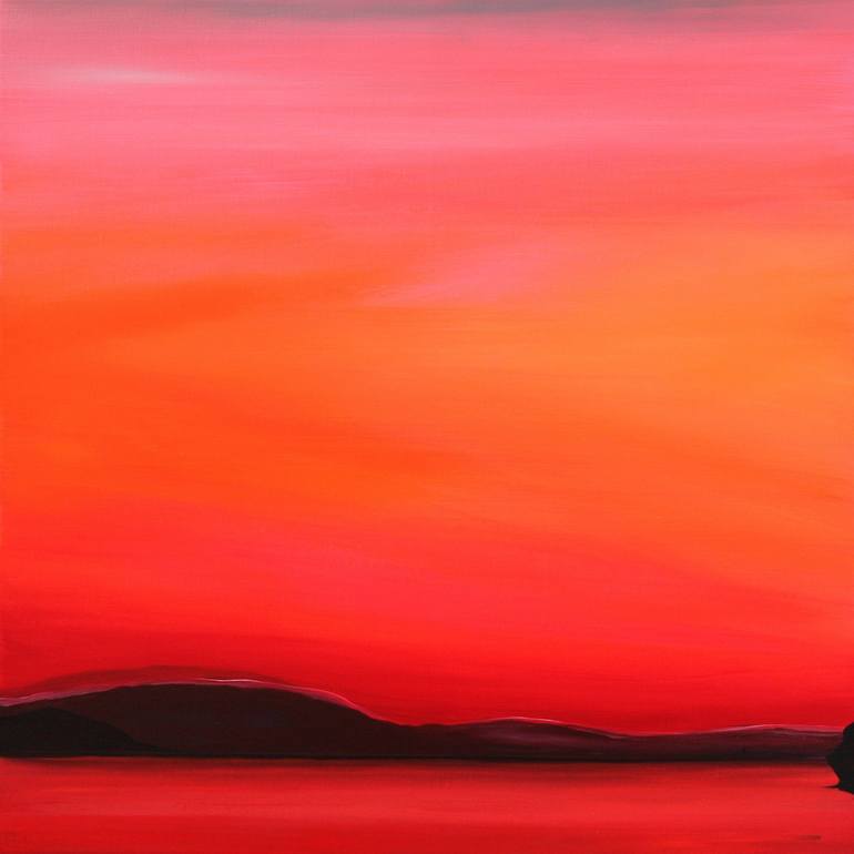 Red Sunset Painting by Orfhlaith Egan | Saatchi Art