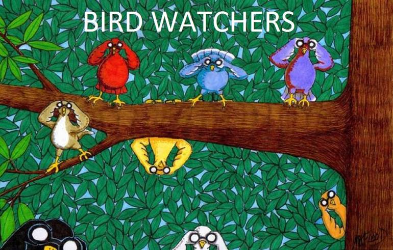 Bird Watchers Drawing by Mk Flood | Saatchi Art