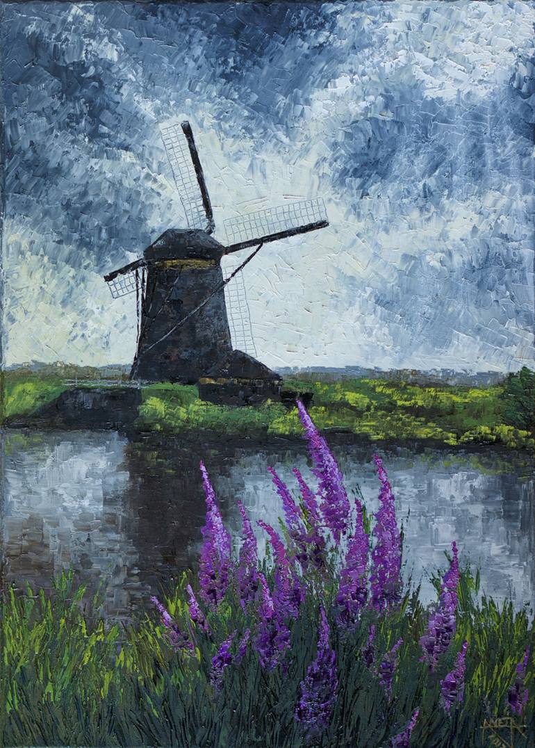 Windmill Painting by ŽAneta Bringel | Saatchi Art