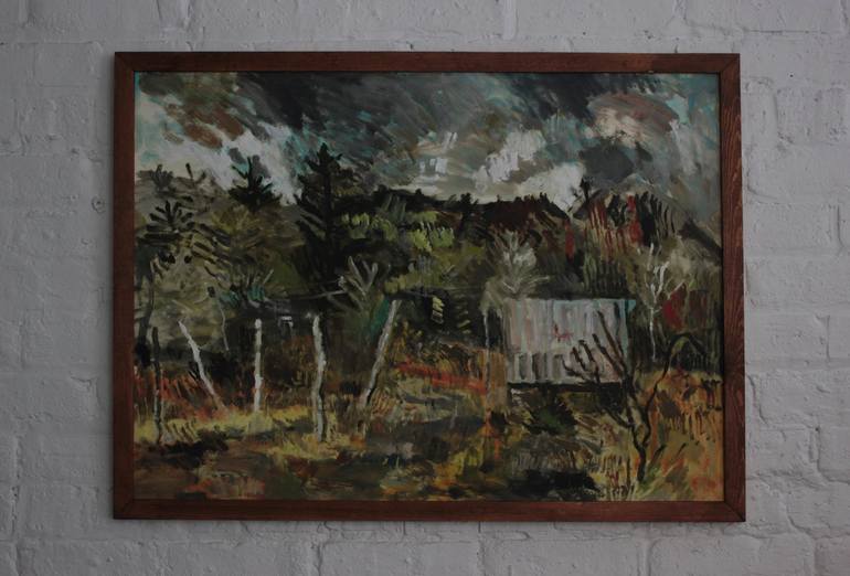 Untitled (Valley With Barn and White Posts) Painting by Francis Zaander ...