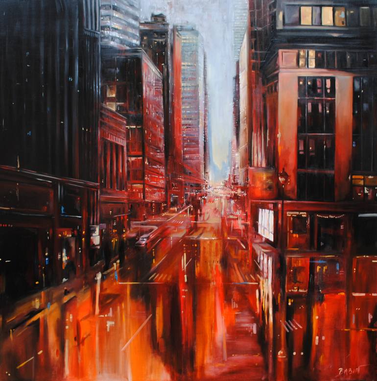 City In Red Painting by Whitney Babin | Saatchi Art