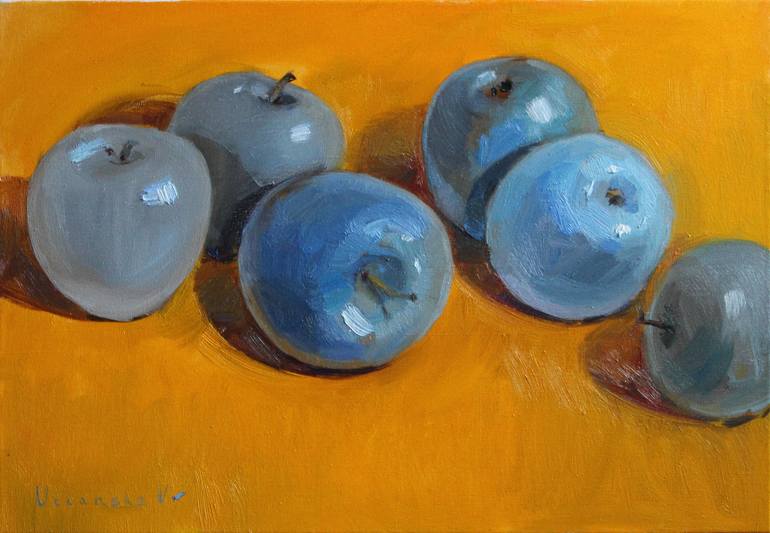 Blue apples Painting by Vira Ustianska | Saatchi Art