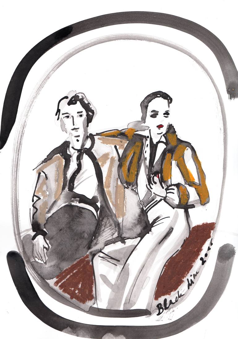 Together forever Drawing by Black Line | Saatchi Art