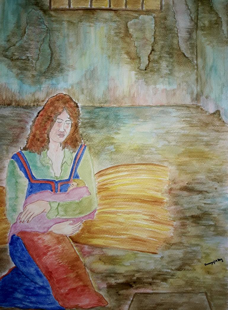 A Mother's Plight Painting by Soumyajit Dey | Saatchi Art