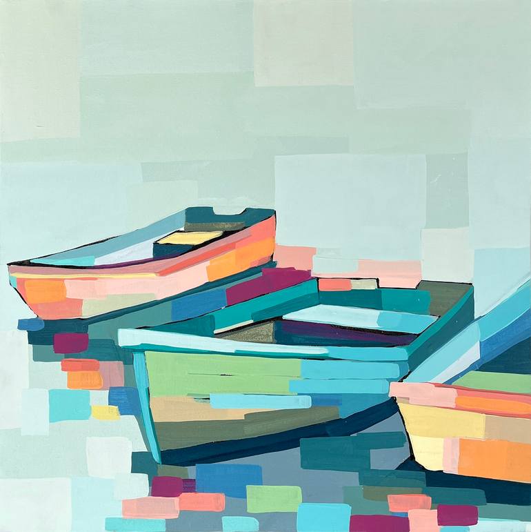 Boats at the Port Painting by Alma Ramirez | Saatchi Art