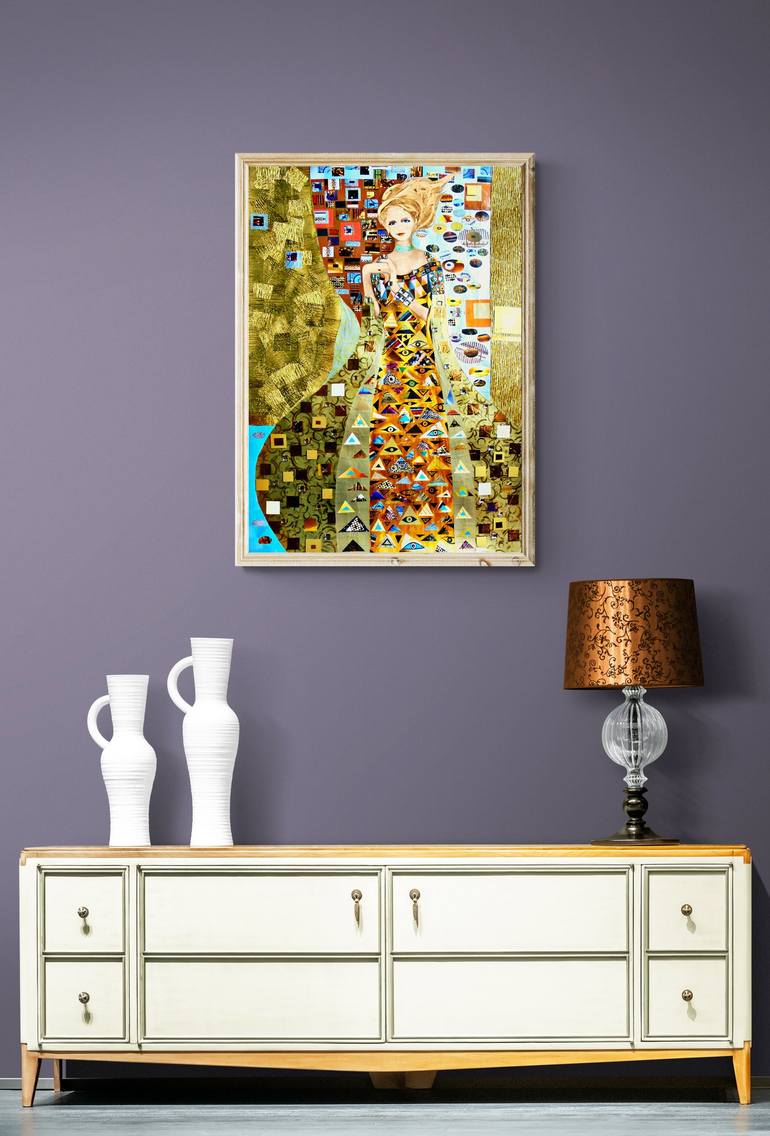 Custom woman portrait (inspired by Judith Gustav Klimt) - original gold ...
