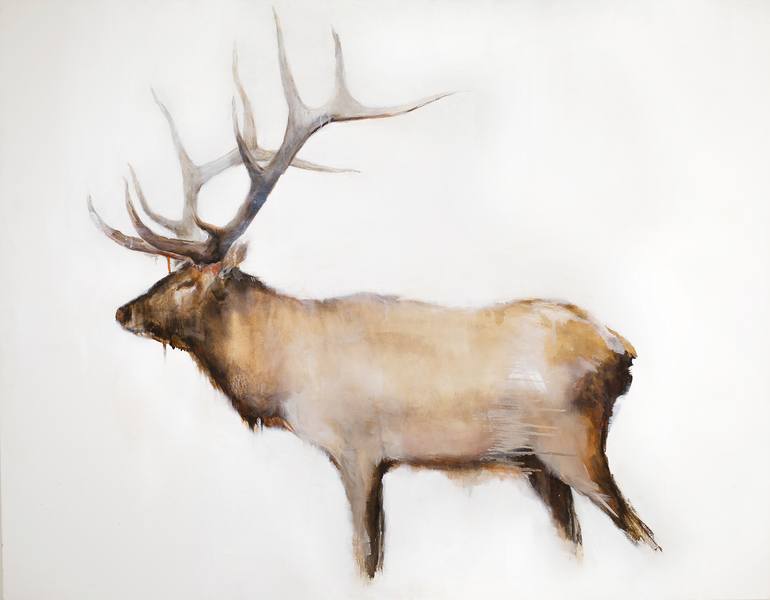 Elk Portrait Painting by Jacqueline Neuwirth | Saatchi Art