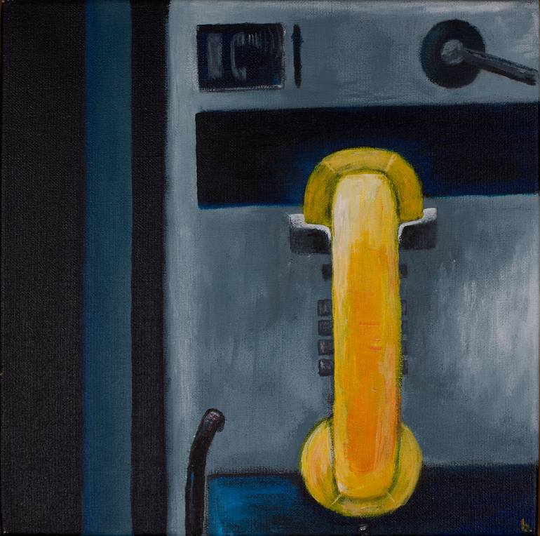 yellow phone box Painting by Béatrice Agra | Saatchi Art