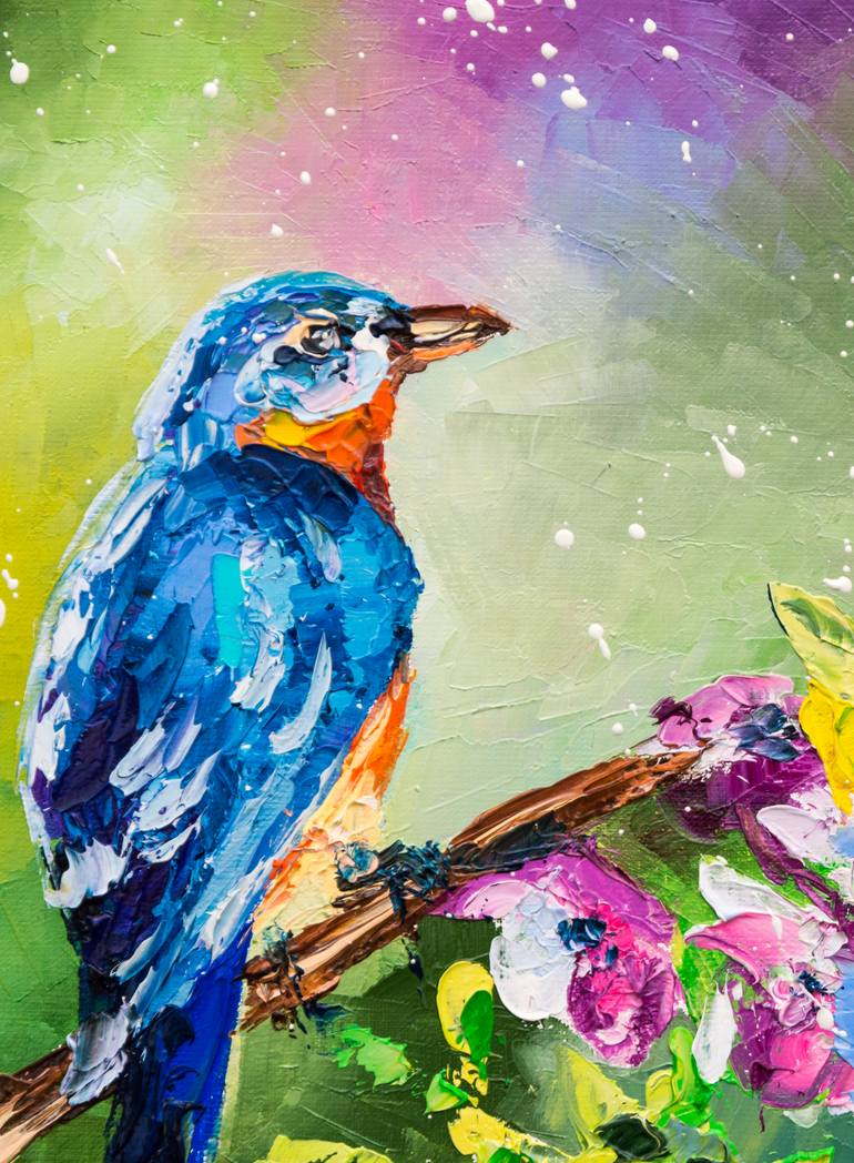 SPRING BIRDS Painting by Liubov Kuptsova | Saatchi Art