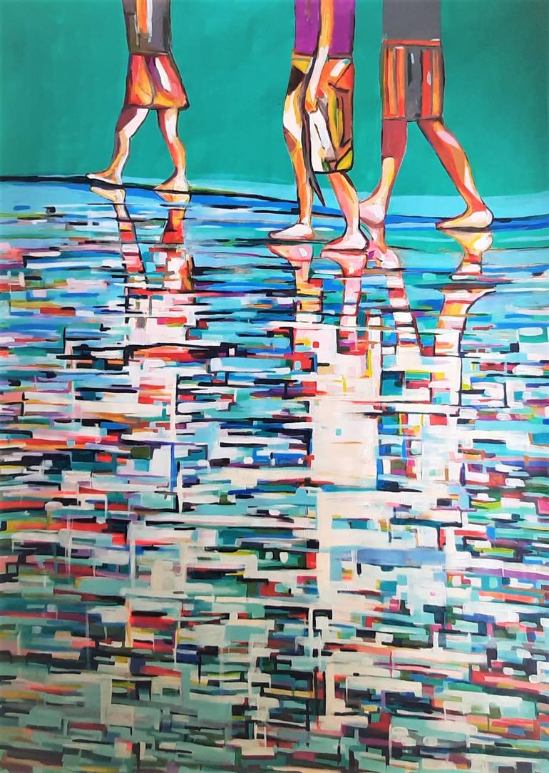 At the beach / 140 x 100 x 2.5 cm Painting by Alexandra Djokic ...