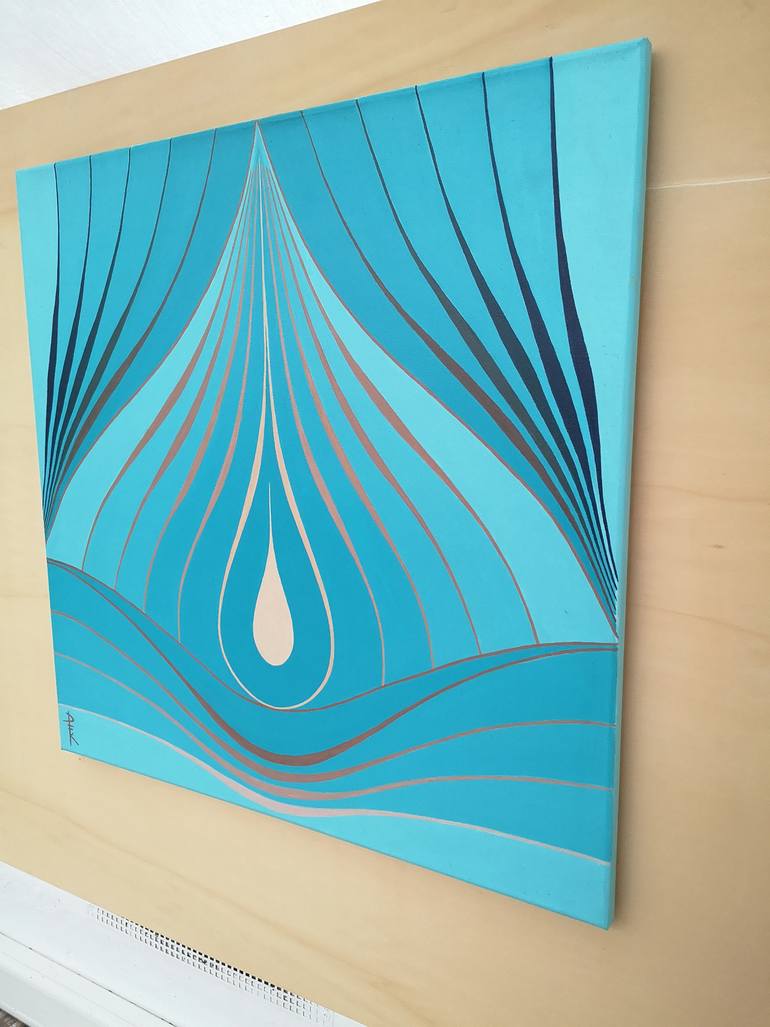 Dream - cyan color field op art Painting by Krisztina Dozsa-Farkas ...