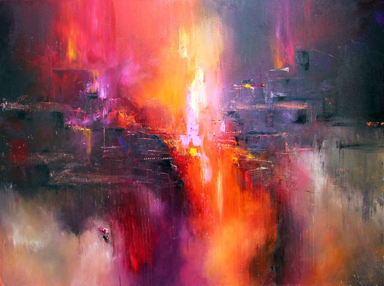 Hot harbour after midnight Painting by Tadeusz Machowski | Saatchi Art