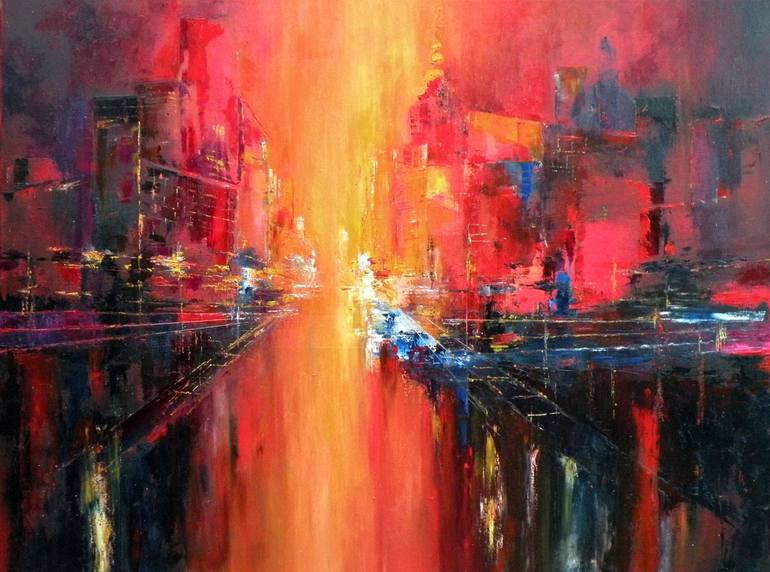 City full of hot passion Painting by Tadeusz Machowski | Saatchi Art