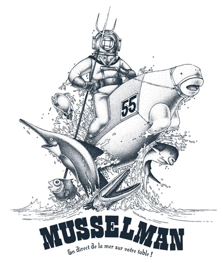 Musselman Drawing by Peter Bowen Illustration | Saatchi Art