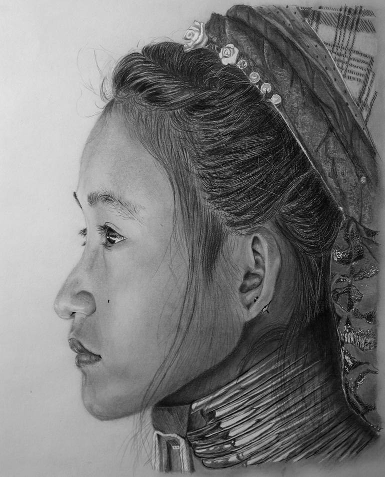 A Native Girl from Thailand Drawing by Elizabeth Seta | Saatchi Art