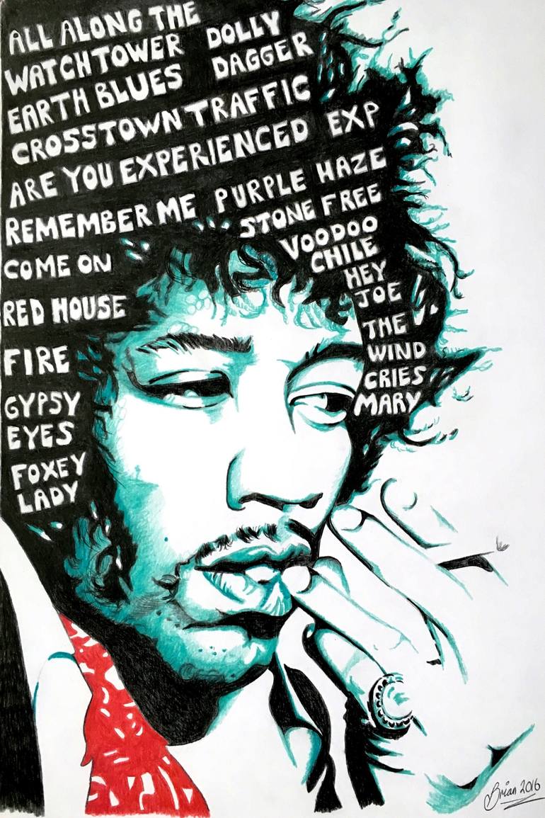 Jimi Hendrix Drawing by Brian Shanks | Saatchi Art