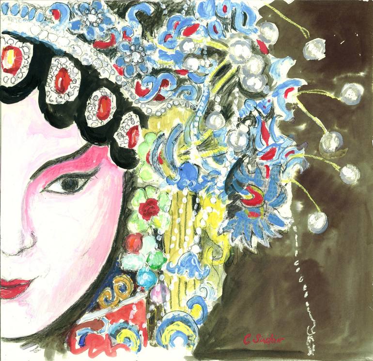 Chinese Opera Singer Painting by Cheryl Sinclair | Saatchi Art