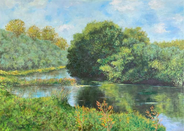 The Protva River (№2) Painting by Albert Safiullin | Saatchi Art