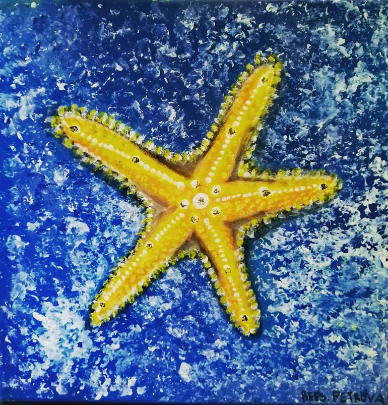 Yellow Starfish Painting by Sherees Petrov | Saatchi Art