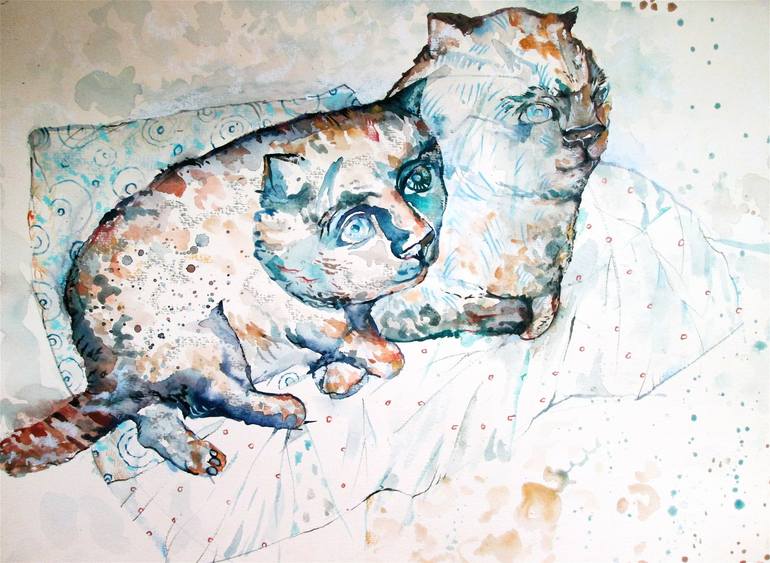 Two cats Painting by Kostin Sergey | Saatchi Art