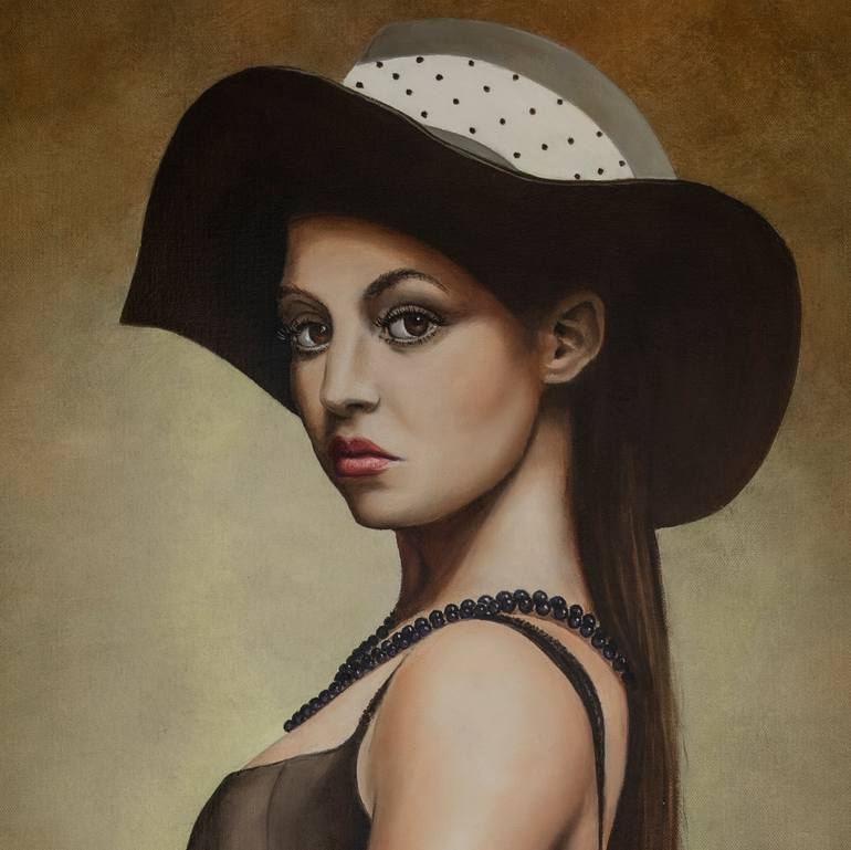 Girl with fur Painting by Bert Verbeek | Saatchi Art