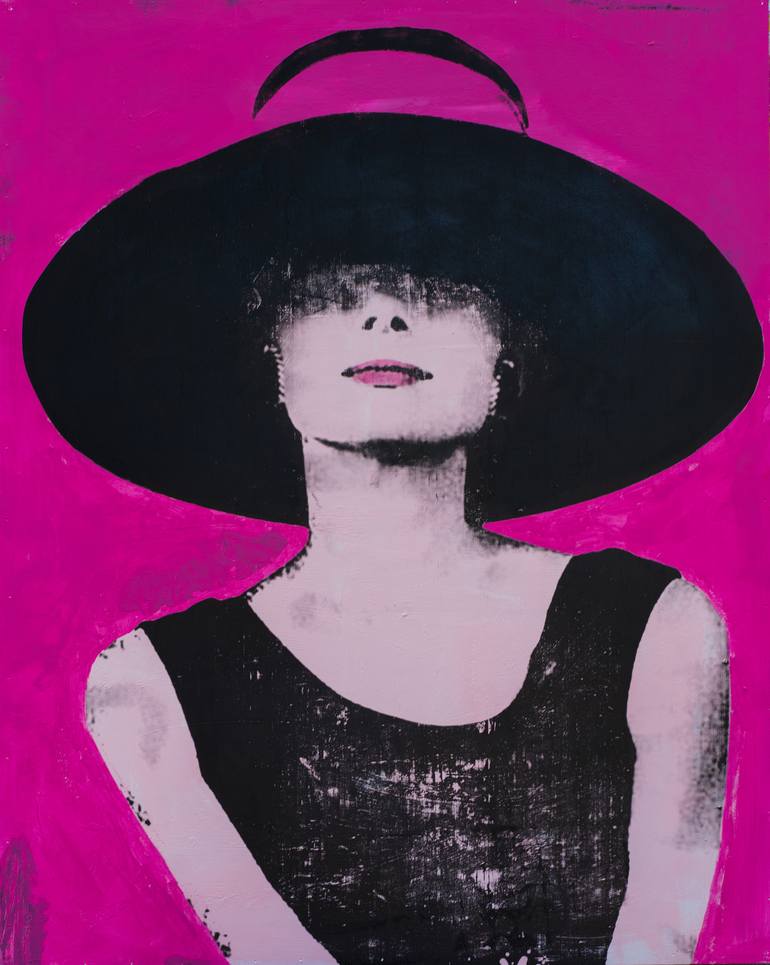 Audrey Hepburn Hat Painting by Dane Shue | Saatchi Art