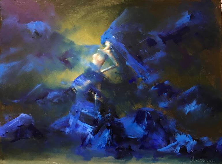 Woman in blue Painting by Kira Stratonova | Saatchi Art