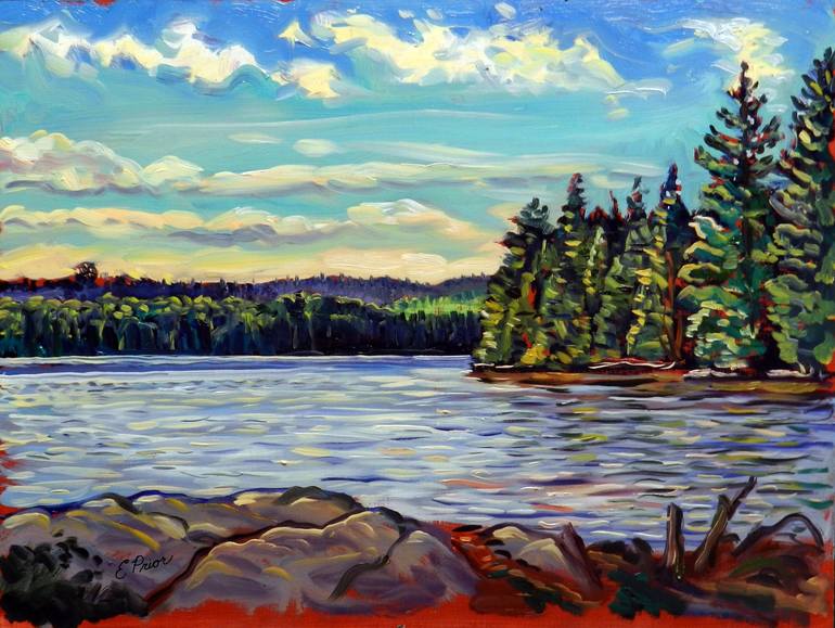 Canoe Lake Twilight Painting by Edmund Prior | Saatchi Art