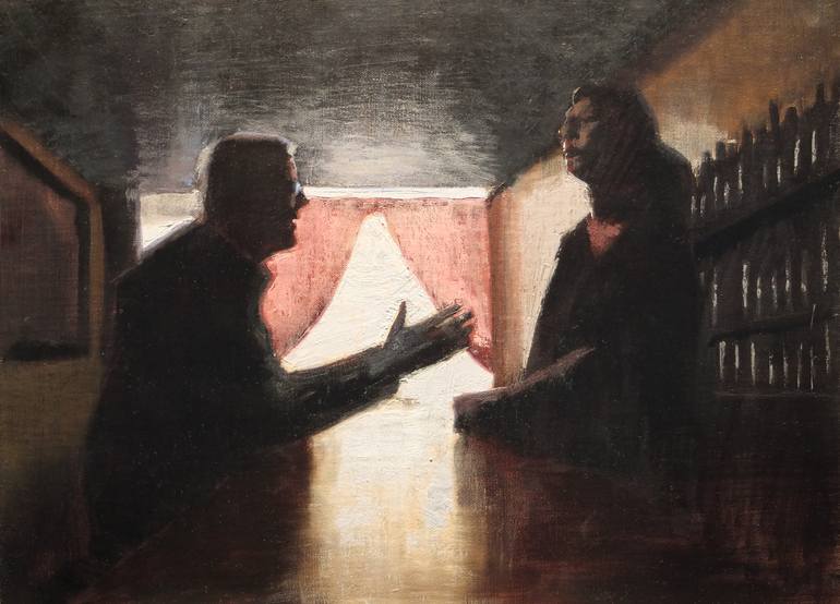 The Conversation Painting by David J Cunningham | Saatchi Art