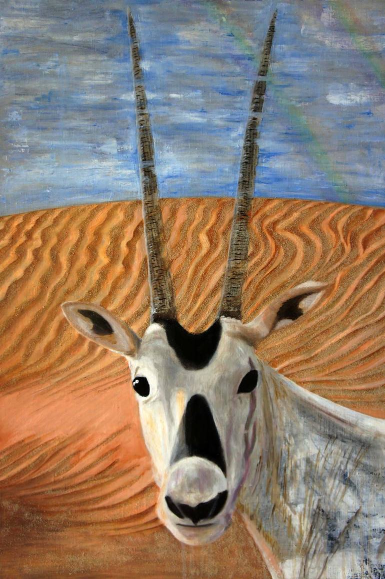 Arabian Oryx out from Noah's ark Painting by Emiko Ishida | Saatchi Art