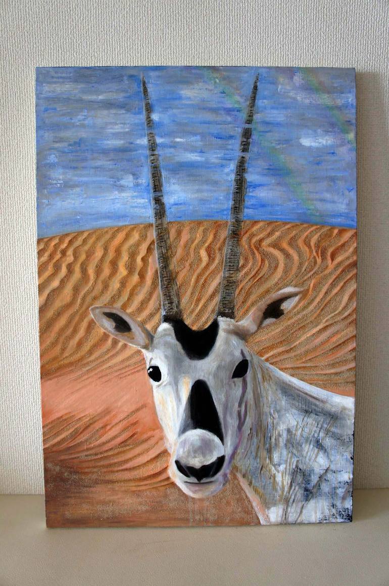 Arabian Oryx out from Noah's ark Painting by Emiko Ishida | Saatchi Art