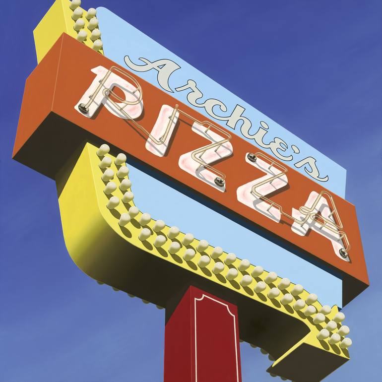 Archie's Pizza Painting by Stephanie Schechter | Saatchi Art