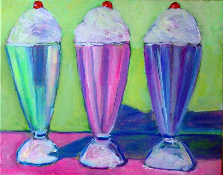 Milkshakes (Food and drink) Painting by Marie Steffin | Saatchi Art