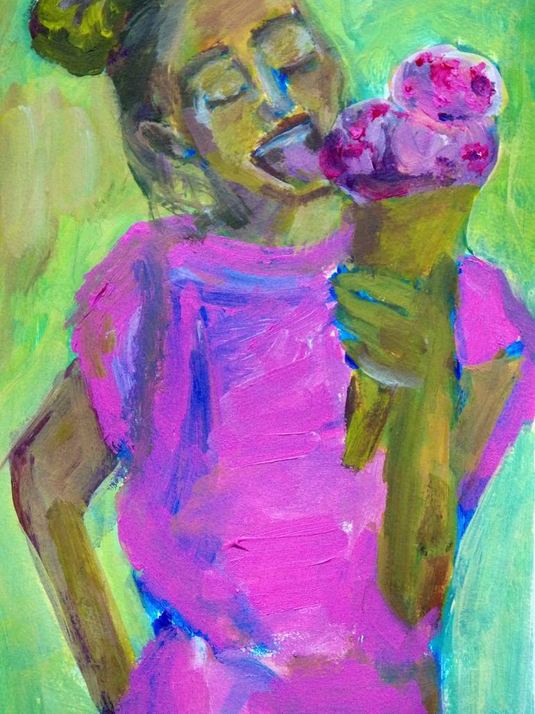Girl and icecream (Food and drink) Painting by Marie Steffin | Saatchi Art