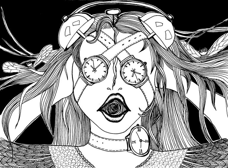 Clock is a Lock Drawing by Skujinu Gita | Saatchi Art