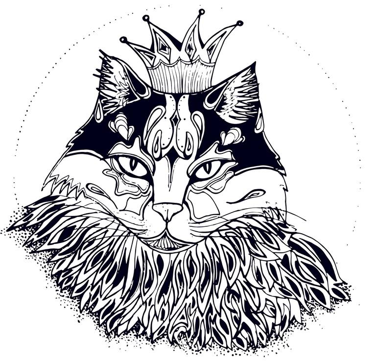 Cat The King Drawing by Skujinu Gita | Saatchi Art