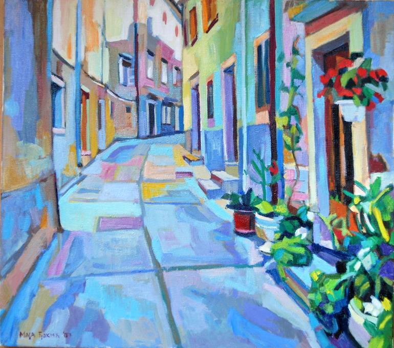 Stone street / Cres town (2017) Painting by Maja Đokić Mihajlović ...