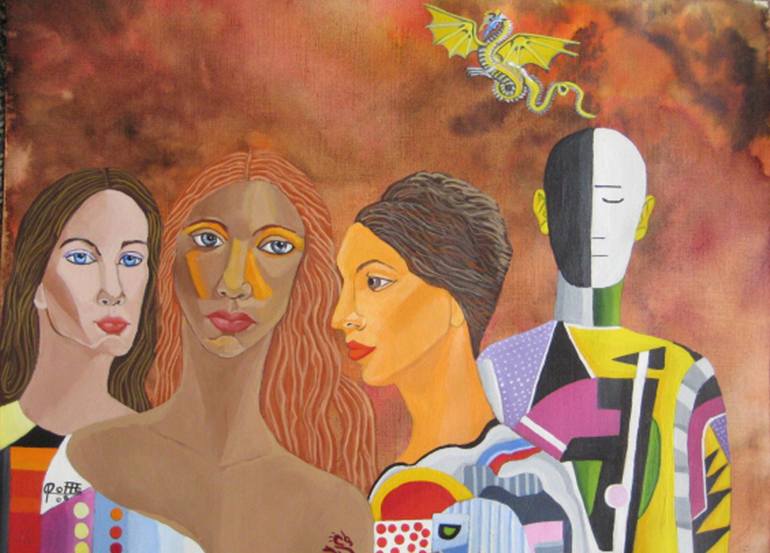DRAGON LADIES Painting by Sergio Roffe | Saatchi Art