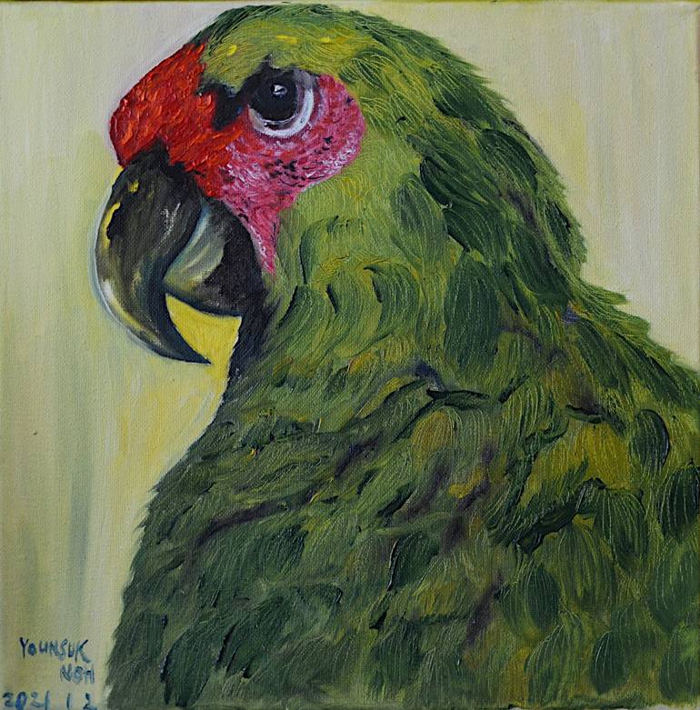 Green Parrot Painting by Younsuk Noh | Saatchi Art